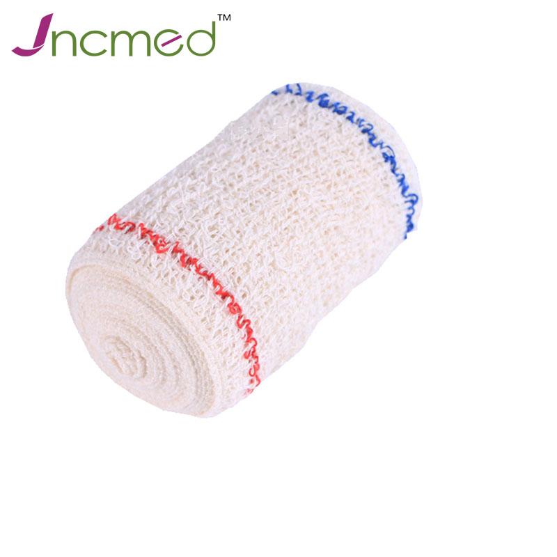 Red Blue Thread Spandex Elastic Crepe Bandages for Hospital