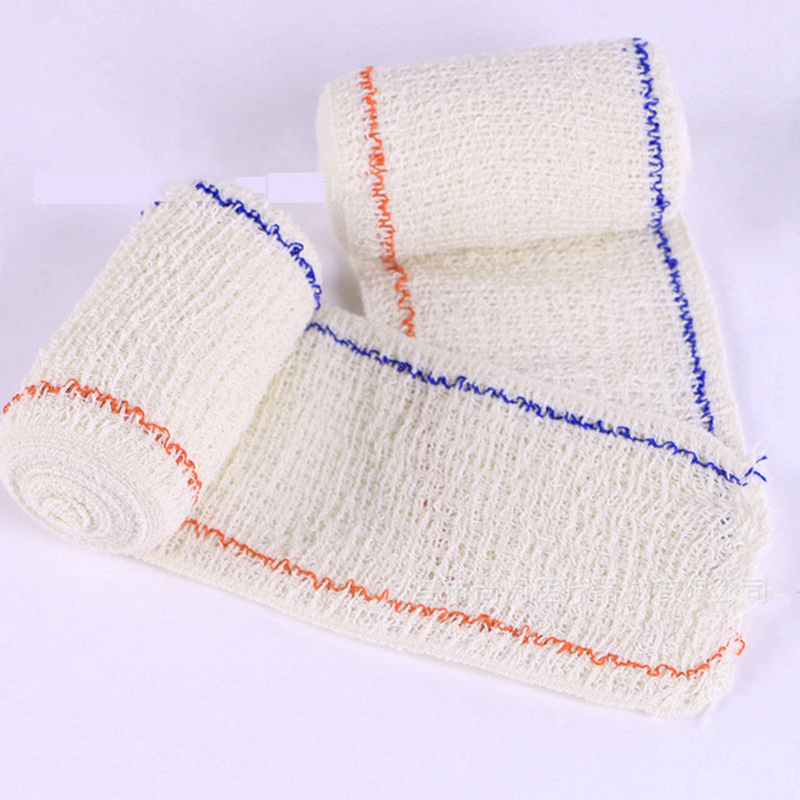 Red Blue Thread Spandex Elastic Crepe Bandages for Hospital