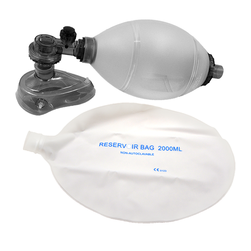Solid Silicone Manual Resuscitator PVC Mask Oxygen Valve Mask