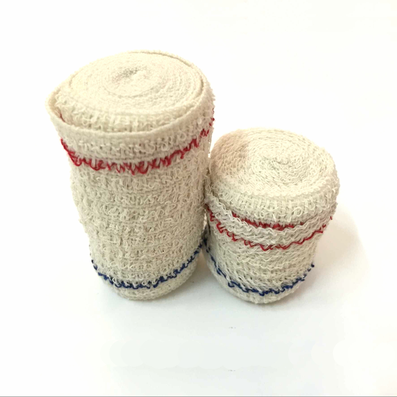 Red Blue Thread Spandex Elastic Crepe Bandages for Hospital