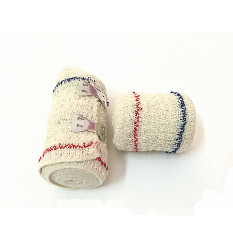 Red Blue Thread Spandex Elastic Crepe Bandages for Hospital